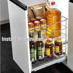 Tiger Pull Out Multi-functional Cabinet Pull Out Basket, under the Kitchen Range, Kitchen Utensil Pull Out, Cutting Board Slot, Tableware Slot , Spice Rack, Organizer for Kitchen Cabinet or Pantry