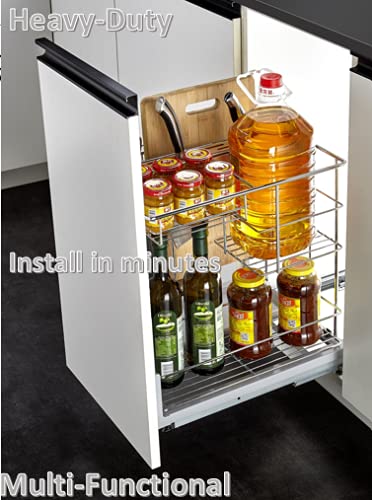 Tiger Pull Out Multi-functional Cabinet Pull Out Basket, under the Kitchen Range, Kitchen Utensil Pull Out, Cutting Board Slot, Tableware Slot , Spice Rack, Organizer for Kitchen Cabinet or Pantry