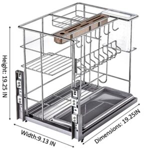 Tiger Pull Out Multi-functional Cabinet Pull Out Basket, under the Kitchen Range, Kitchen Utensil Pull Out, Cutting Board Slot, Tableware Slot , Spice Rack, Organizer for Kitchen Cabinet or Pantry