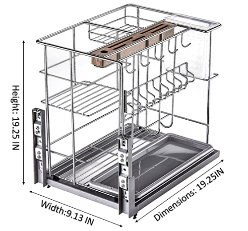 Tiger Pull Out Multi-functional Cabinet Pull Out Basket, under the Kitchen Range, Kitchen Utensil Pull Out, Cutting Board Slot, Tableware Slot , Spice Rack, Organizer for Kitchen Cabinet or Pantry