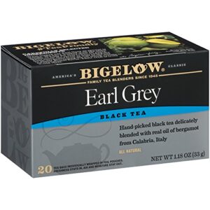 bigelow earl grey black tea, caffeinated, 120 total tea bags, 20 count (pack of 6)