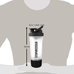 Utopia Home 2-Pack Shaker Bottle - 24 Ounce Protein Shaker Bottle for Pre & Post workout drinks - Classic Protein Mixer Shaker Bottle with Twist and Lock Protein Box Storage(All Black & Clear/Black)