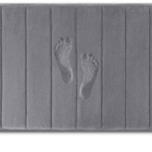 Yimobra Memory Foam Bath Mat Rug, 24 x 17 Inches, Comfortable, Soft, Super Water Absorption, Machine Wash, Non-Slip, Thick, Easier to Dry for Bathroom Floor Rugs, Grey