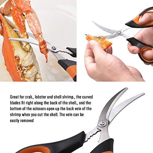 Hiware 20-piece Seafood Tools Set includes 6 Crab Crackers, 6 Lobster Shellers, 6 Crab Leg Forks/Picks and 2 Seafood Scissors & Storage Bag - Nut Cracker Set