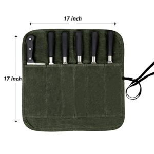 Chef Knife Roll Bag, Heavy Duty Oxford Utility Knife Bag, 6 Slots Chefs Knife Case Holder, Multi-function Cutlery Kitchen Knife Pouch Knife Wrap Wallet Tool Roll for Home Kitchen Traveling Camping