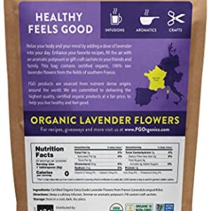 Organic Lavender Flowers Dried | Perfect for Tea, Baking, Lemonade, DIY Beauty, Sachets & Fresh Fragrance | 100% Raw From France | Large 4oz Resealable Kraft Bag | by FGO