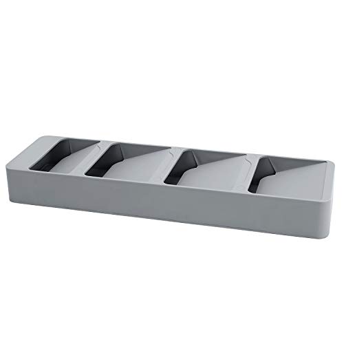 Kitchen drawer knife and fork storage box tray cutlery soup spoon knife and fork partition organizer, Gray