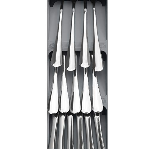 Kitchen drawer knife and fork storage box tray cutlery soup spoon knife and fork partition organizer, Gray