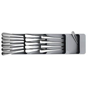 Kitchen drawer knife and fork storage box tray cutlery soup spoon knife and fork partition organizer, Gray