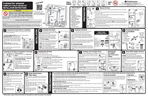 Fluidmaster 400ARHRKP10 PerforMAX Universal High Performance All in One Repair Kit for 2-Inch Flush Valve Toilets, Easy Install