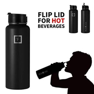 IRON °FLASK Sports Water Bottle - 40 Oz, 3 Lids (Straw Lid), Leak Proof, Vacuum Insulated Stainless Steel, Double Walled, Thermo Mug, Metal Canteen