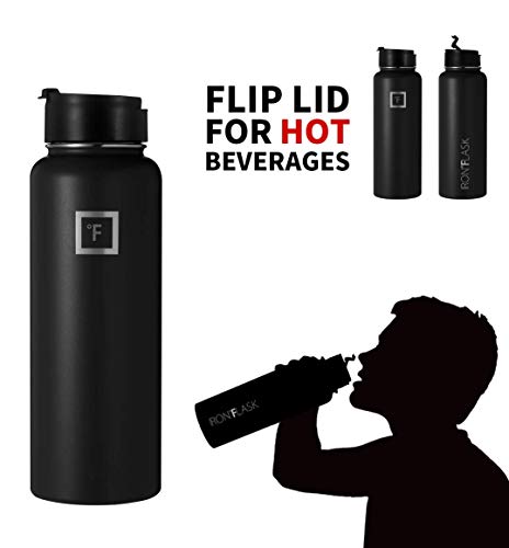 IRON °FLASK Sports Water Bottle - 40 Oz, 3 Lids (Straw Lid), Leak Proof, Vacuum Insulated Stainless Steel, Double Walled, Thermo Mug, Metal Canteen