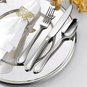 40-Piece Silverware Set with Drawer Organizer Tray, HaWare Stainless Steel Flatware Cutlery Utensils, Timeless and Elegant Design for Home Hotel Wedding, Mirror Polished and Dishwasher Safe