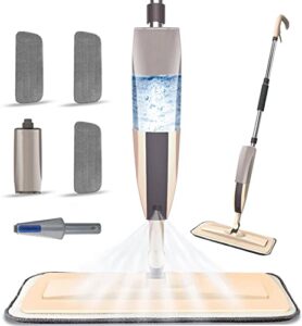 microfiber spray mop for floor cleaning, dry wet wood floor mop with 3 pcs washable pads, handle flat mop with sprayer for kitchen wood floor hardwood laminate ceramic tiles dust