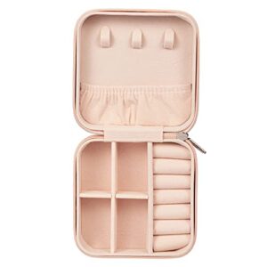 PU Leather Small Jewelry Box, Travel Portable Jewelry Case for Ring, Pendant, Earring, Necklace, Bracelet Organizer Storage Holder Boxes (Pink)