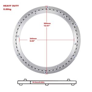 YaeMarine Heavy-Duty 12 Inch Aluminum Lazy Susan Ring/ 360° Turntable with Single-Row Ball Bearings, Bearings Swivel Plate Turntable on Dining-Table Furniture Hardware Turntable