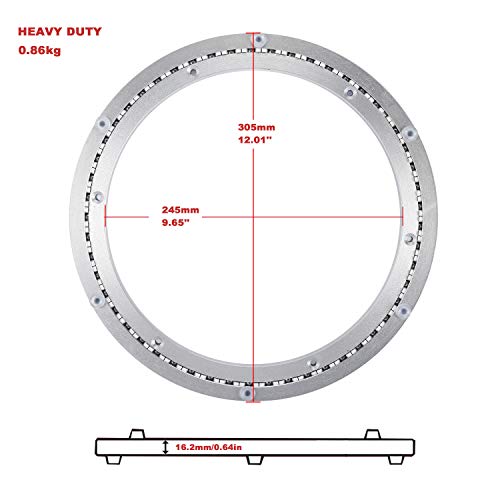 YaeMarine Heavy-Duty 12 Inch Aluminum Lazy Susan Ring/ 360° Turntable with Single-Row Ball Bearings, Bearings Swivel Plate Turntable on Dining-Table Furniture Hardware Turntable