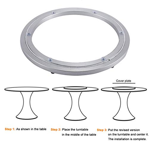 YaeMarine Heavy-Duty 12 Inch Aluminum Lazy Susan Ring/ 360° Turntable with Single-Row Ball Bearings, Bearings Swivel Plate Turntable on Dining-Table Furniture Hardware Turntable