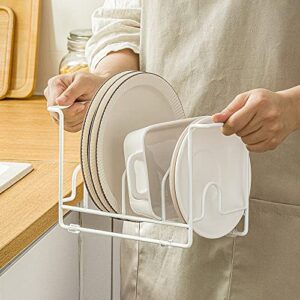 LINFIDITE Plate Holder Organizer Cutting Board Holder pot lid holder Dish Storage Rack Kitchen Cupboard Counter Organiser Stand for Plate Baking Tray Pot Lid Cutting Boards,Premium Steel Black