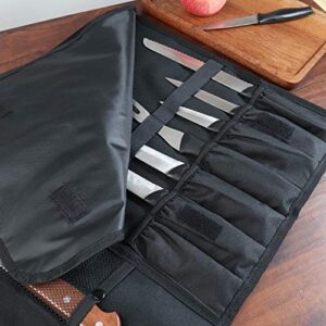 Wessleco Chef Knife Bag(8+ Slots) Roll Up Knife Bag Pouch for Kitchen Utility Tool and Travel Storage (Grey, Pouch Only)