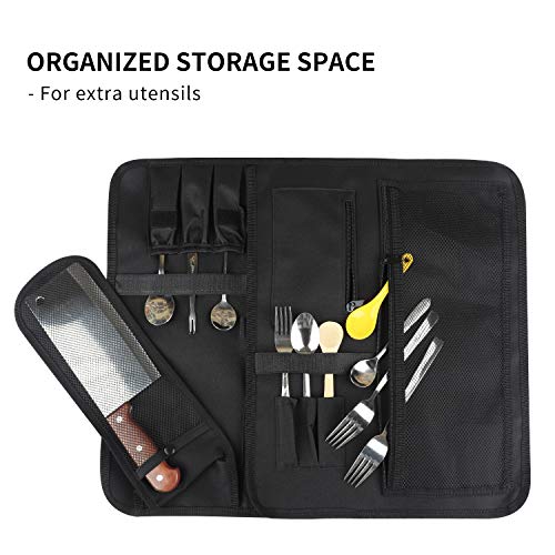 Wessleco Chef Knife Bag(8+ Slots) Roll Up Knife Bag Pouch for Kitchen Utility Tool and Travel Storage (Grey, Pouch Only)