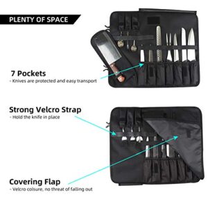 Wessleco Chef Knife Bag(8+ Slots) Roll Up Knife Bag Pouch for Kitchen Utility Tool and Travel Storage (Grey, Pouch Only)