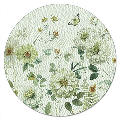 CounterArt Green Fields 4mm Heat Tolerant Tempered Glass Lazy Susan Turntable 13" Diameter Cake Plate Condiment Caddy Pizza Server