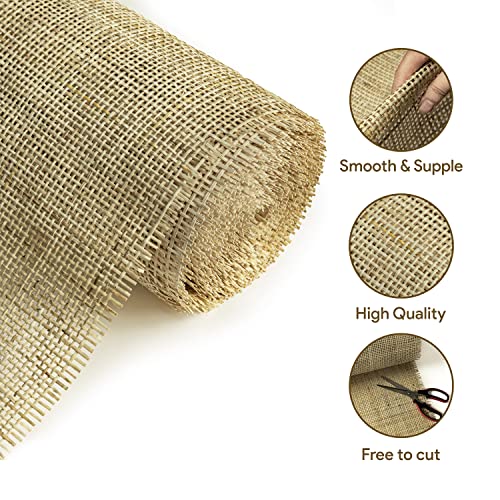 20" Width Natural Square Rattan Wicker Cane Webbing 3 Feet Rattan Woven Roll Wardrobe Shoe Square Mesh Material for Cabinet & Door