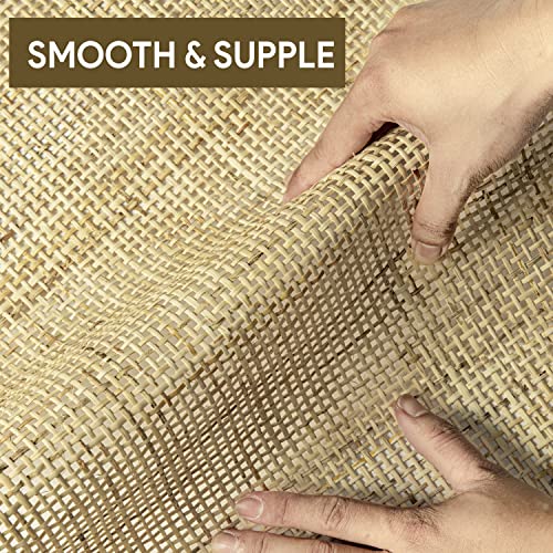 20" Width Natural Square Rattan Wicker Cane Webbing 3 Feet Rattan Woven Roll Wardrobe Shoe Square Mesh Material for Cabinet & Door