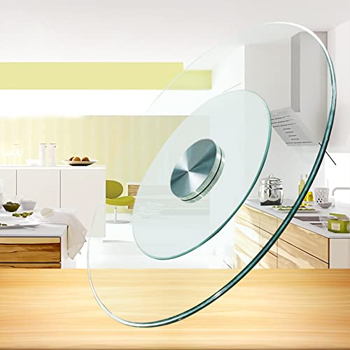 Glass Clear Rotating Serving Plate, 20"/50cmTransparent Lazy Susan Turntable For Kitchen Dining Table, 47"/120cm Large Rotating Tray With Aluminum Alloy Bearing (Size : 60cm/24Inch)