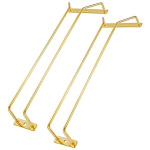 dianoo 35.5cm wine glass holder gold, under cabinet wine glass rack, stemware holder, hanging wire stemware rack for kitchen bar, 2 pack