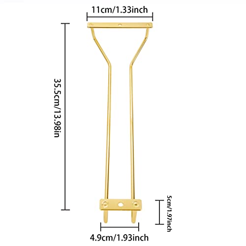 Dianoo 35.5cm Wine Glass Holder Gold, Under Cabinet Wine Glass Rack, Stemware Holder, Hanging Wire Stemware Rack For Kitchen Bar, 2 Pack