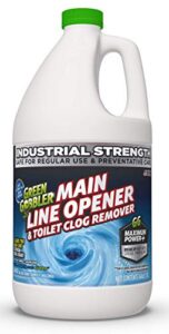 green gobbler ultimate main drain opener | drain cleaner hair clog remover | works on main lines, sinks, tubs, toilets, showers, kitchen sinks | 64 fl. oz.