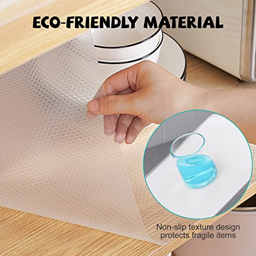 Kitchen Cabinet Shelf Liner Refrigerator Liner Non-Stick, Anti-Slip, Washable Non-Stick Drawer Mat EVA Protector Shelf Cabinet Liner (11.8*10ft)