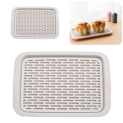 SYCOOVEN Drain Board, Countertop Drain Tray Tea Double Layer Home Organizer Serving Cup Mug Dish Rack(White,Size:S)