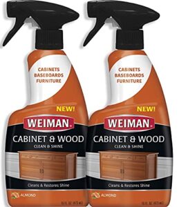 weiman cabinet & wood clean & shine clean and protect spray – for wood cabinets, furniture, tables, baseboards, trim and more! 16 oz, 2 pack