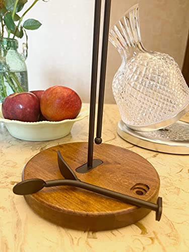 Wood Paper Towel Holder Countertop, Paper Towel Holder Stand, Easy One-Handed Tear Paper Roll Holder, Kitchen Dining Table Home Decor, for Both Standard and Jumbo-Sized Paper Towel Rolls