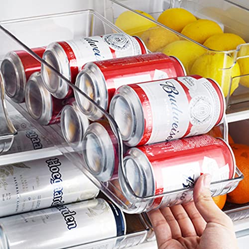 ZOAJU Set of 4pcs Refrigerator Organizer, Clear Can Drink Holder Dispenser for Refrigerator Countertop Cabinets Pantry