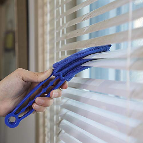 HIWARE Window Blind Cleaner Duster Brush with 5 Microfiber Sleeves - Blind Cleaner Tools for Window Shutters Blind Air Conditioner Jalousie Dust