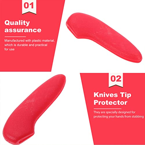 UPKOCH 30Pcs Knife Blade Tip Protector Knife Tip Guards Plastic Knife Point Cover Blade Tip Sleeves Kitchen Knifehead Guard for Kitchen Dining Injuries Red