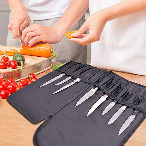 Chef Knife Bag,Durable,Washable,Waterproof Oxford Cloth,22 Separate Slots for Knives Including Meat Cleaver and Honing Steel,Zipped Pouch for Tools,Shoulder Strap,Knives Not Included(Chef Knife Bag)