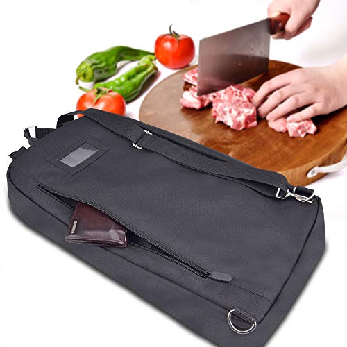 Chef Knife Bag,Durable,Washable,Waterproof Oxford Cloth,22 Separate Slots for Knives Including Meat Cleaver and Honing Steel,Zipped Pouch for Tools,Shoulder Strap,Knives Not Included(Chef Knife Bag)