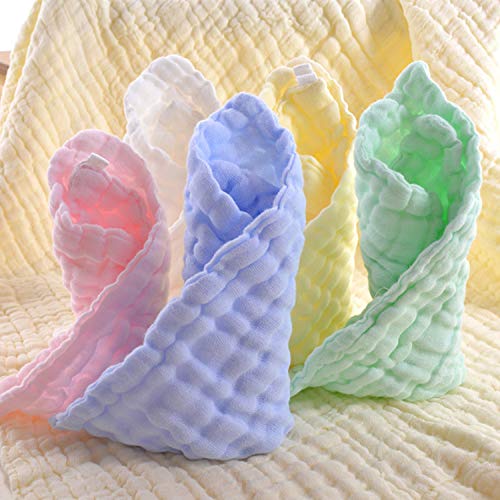 MUKIN Baby Muslin Washcloths - Natural Muslin Cotton Baby Wipes - Soft Newborn Baby Face Towel and Muslin Washcloth for Sensitive Skin- Baby Registry as Shower , 5 Pack 12x12 inches