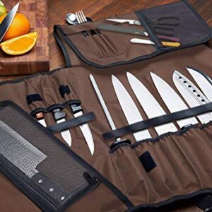 EVERPRIDE Chef Knife Roll PLUS Knife Guard Set (6-Piece Set) Bundle – Knife Bag Holds 10 Knives, Meat Cleaver and Kitchen Tools – Felt-Lined and BPA Free Knife Sheath Set – Knives Not Included