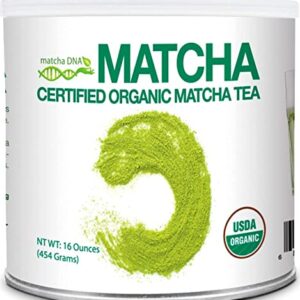 MATCHA DNA Certified Organic Matcha Green Tea Powder (16 oz TIN CAN)