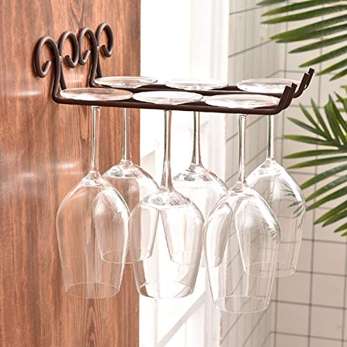 HOWDIA Wine Glass Rack Wall Set of 2 Bronze, Stemware Rack, Wine Glasses Holder Storage Hanger Organizer Metal for Cabinet Kitchen or Bar