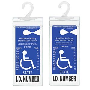 handicap parking placard holder, ultra transparent disabled parking permit placard protective holder cover with large hanger by tbuymax (set of 2)