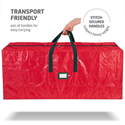 Zober Large Christmas Tree Storage Bag - Fits Up to 9 ft Tall Holiday Artificial Disassembled Trees with Durable Reinforced Handles & Dual Zipper - Waterproof Material Protects from Dust, Moisture & Insect (Red)