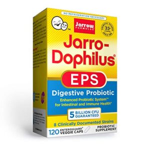 jarrow formulas jarro-dophilus eps – 5 billion viable organisms per serving – 120 enteric coated veggie caps – multi-strain probiotic – intestinal & immune health – up to 120 servings