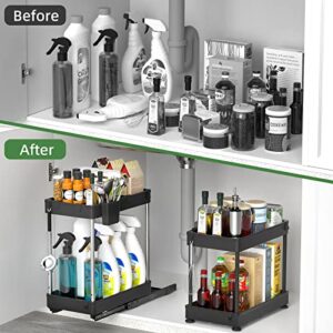 AOSITE 1 Pack L Shape Under Sink Organizers Bathroom Organizer and Storage 2 Pack Pull Out Cabinet Organizer